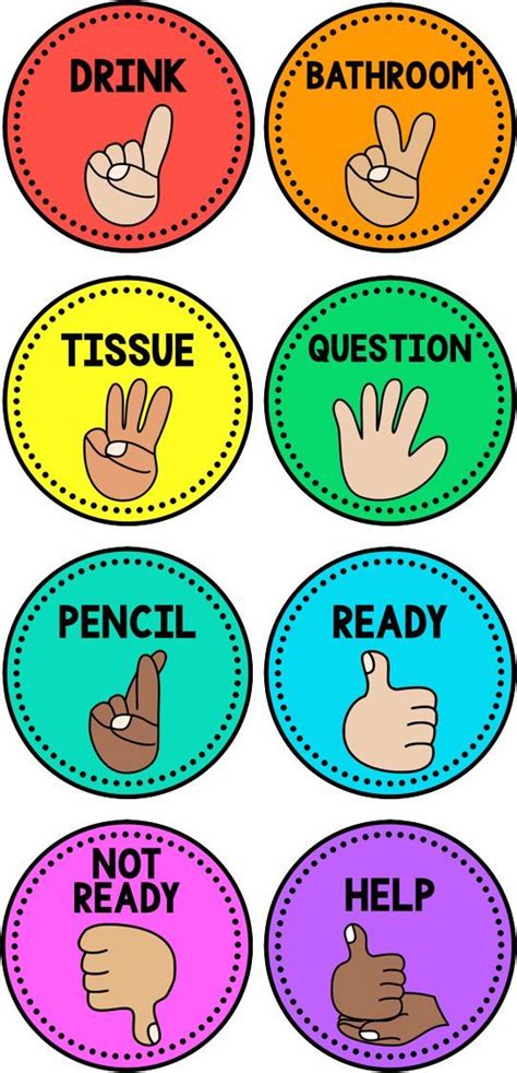 Printable Classroom Hand Signals Printable Calendars At A Glance