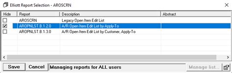 Report Desk Customizing The List Of Available Reports Elliott Support Center User Feedback