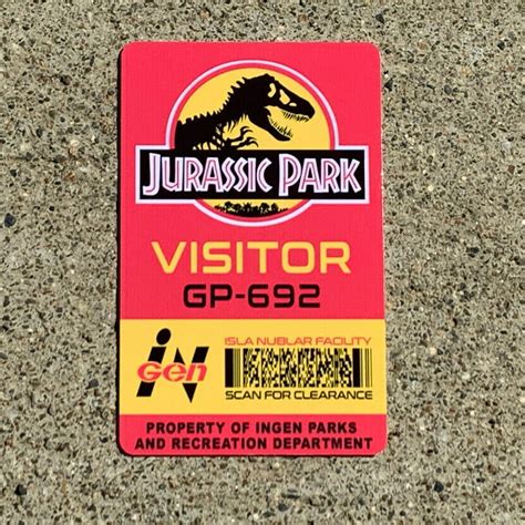Jurassic Park Visitor Pass Novelty Id Badge Prop Costume Ebay Uk