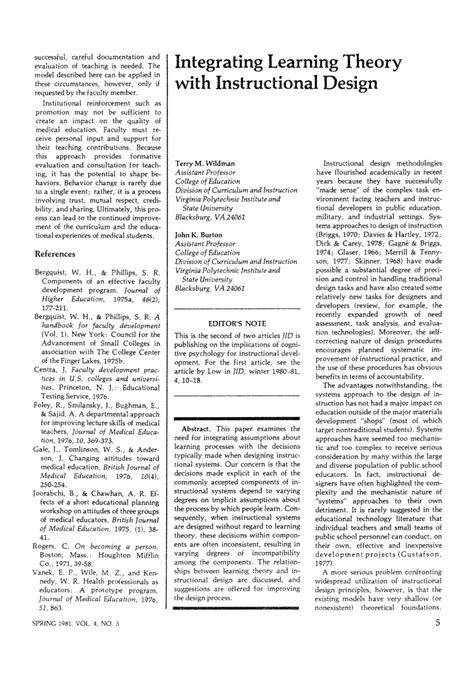 Pdf Integrating Learning Theory With Instructional Design