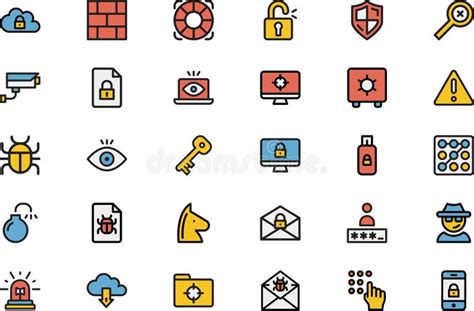 Computer Security Icons Collection Is A Vector Illustration With Editable Stroke Stock Vector