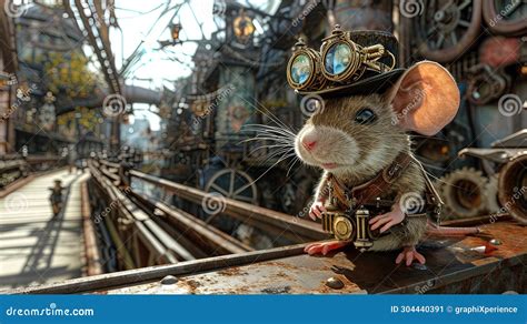 Steampunk Mouse With Classical Hat Stock Image