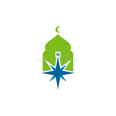Compass Mosque Logo Design Vector Illustration Creative Islamic Logo