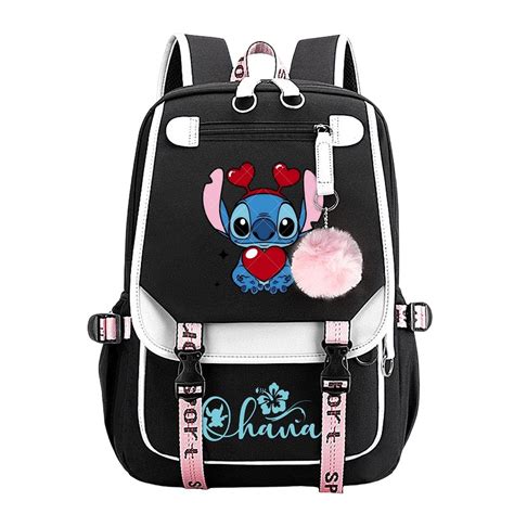 18 Inch Stitch Backpack Cute Laptop Travel Backpack Anime Cartoon