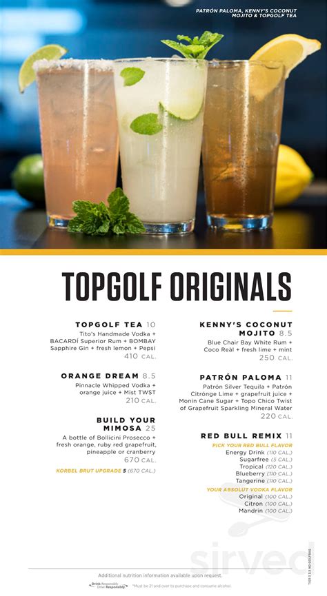 Topgolf Menu In Augusta Georgia Usa
