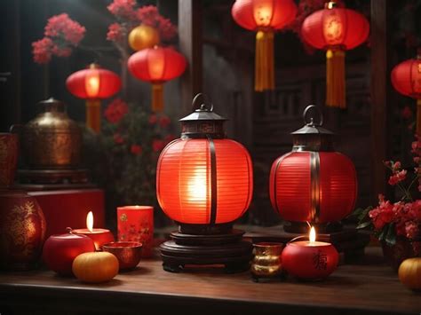 Premium Ai Image 3d Rendering Of Latern Still Life Chinese New Year