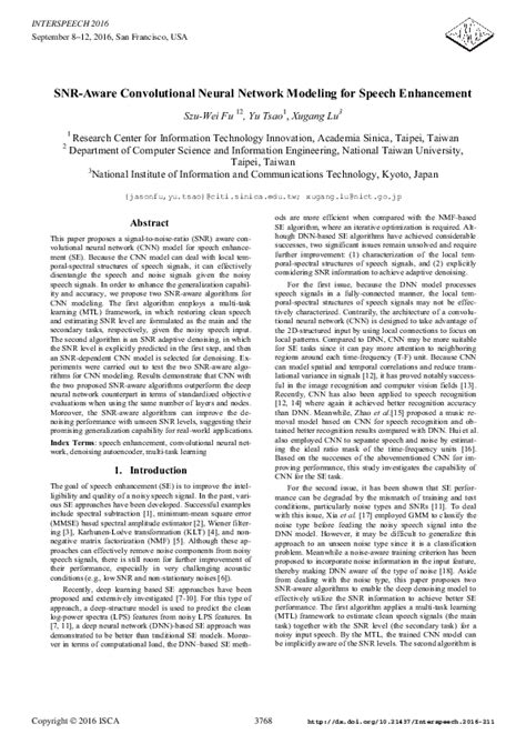 pdf snr aware convolutional neural network modeling for speech