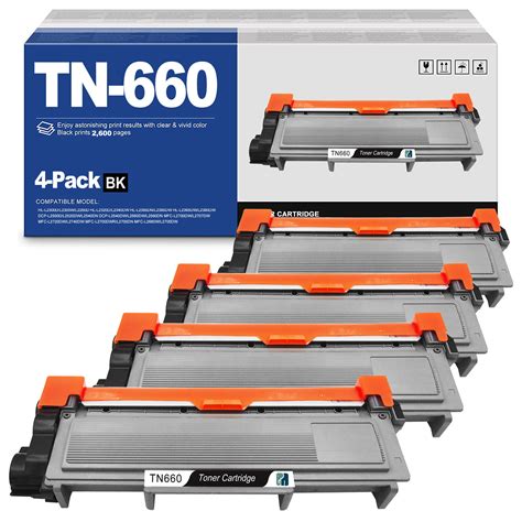4 Pack Tn660 Tn 660 Toner Fit For Brother Printer Mfc L2720dw L2707dw