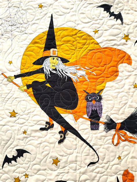 Witch Way Is A Throw Size Quilt Featuring A Panel With A Halloween
