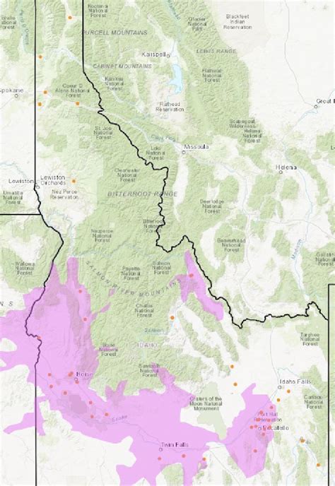 An Overlay Of Idaho Powers Service Area Magenta Colored Over The