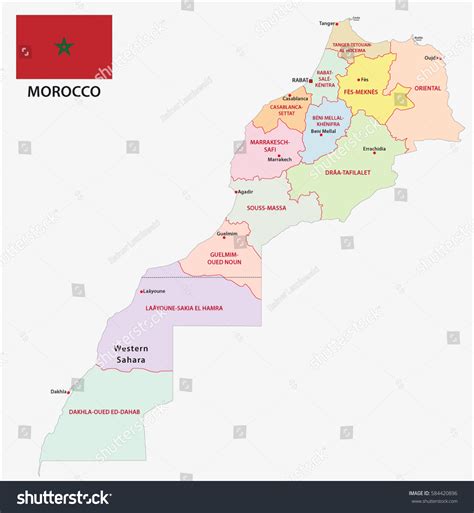 New Administrative Political Map Twelve Regions Stock Vektor