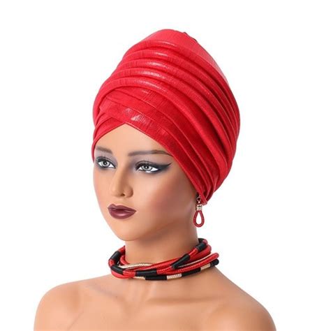 Bilayer African Auto Gele Headtie Elegant Womens Turban Cap New
