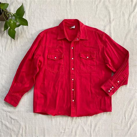Vintage 90s Marlboro Red Denim Western Shirt Pearl Snap Long Sleeve