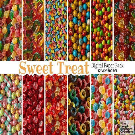 Candy Textures Digital Paper Printable Party Cake Sweets Scrapbook Background Sublimation
