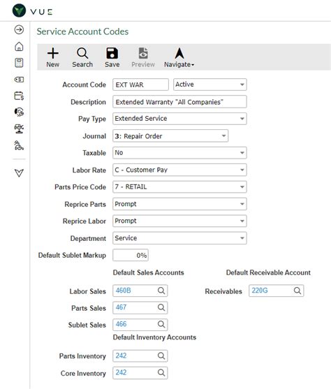 Updating The Default Price Codes On An Account Code