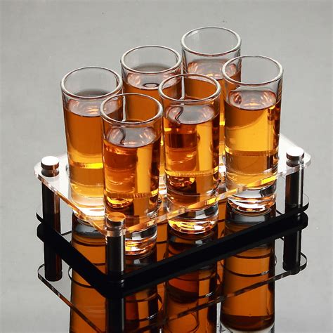 Liquor Spirits Shot Glass Set With Holder Shelf B5 Grandado