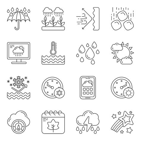 Premium Vector Set Of Climate Forecast Line Icons