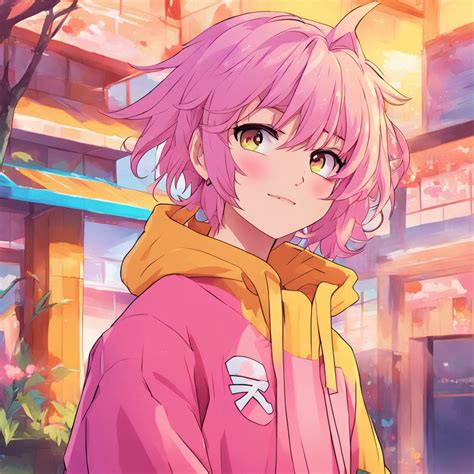 Young Femboy Yellow Sweater Catboy Pink Hair By Speciallittleladys On