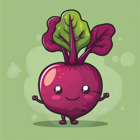 Funny Kawaii Beetroot Illustration Premium Ai Generated Image