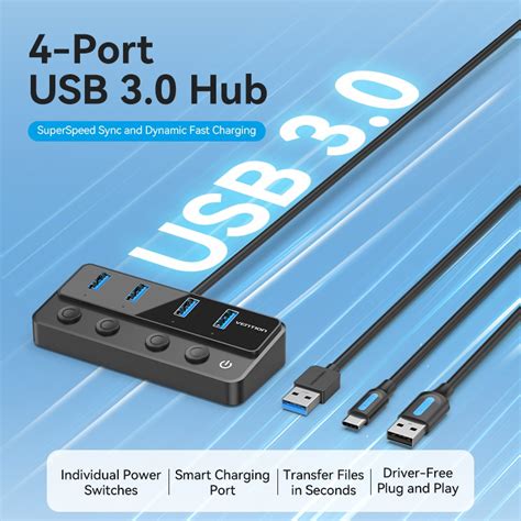 Jual Vention Usb Hub 4ports 30 Type C With Individual Power Switches