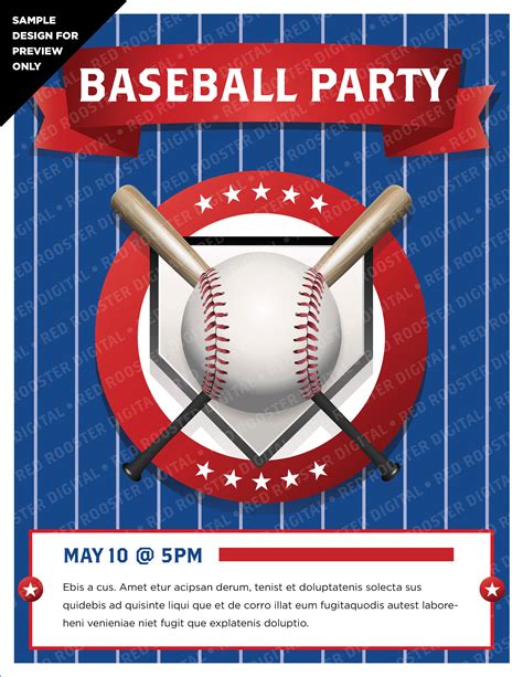 Baseball Flyer Template Blank Baseball Background Baseball Party