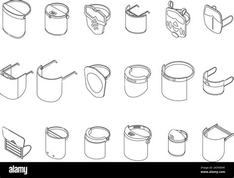 Face Shield Icons Set Isometric Set Of Face Shield Vector Icons