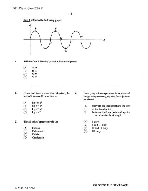 Cxc Physics Paper 1 June 2016 Exam Review And Solutions Studocu
