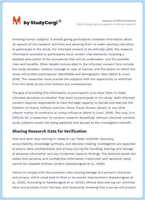Aspects Of Ethical Research Free Essay Example
