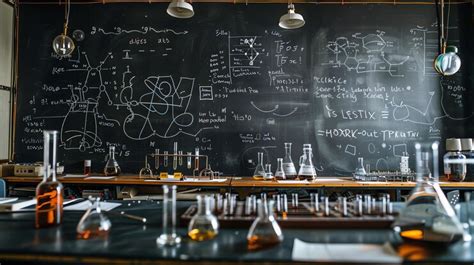 Premium Photo A Science Classroom With A Chalkboard Covered In