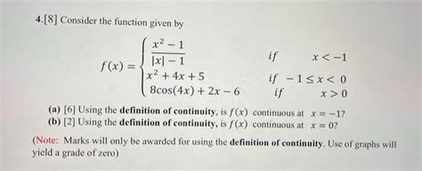 Solved 4 [8] Consider The Function Given By
