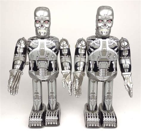 2 Tin Wind Up Terminator Robot Toys Auction
