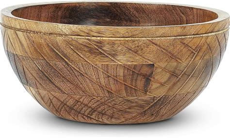 Tapeera Wooden Salad Bowl Large Serving Hand Carved