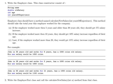 Solved Write The Employee Class This Class Constructor Chegg