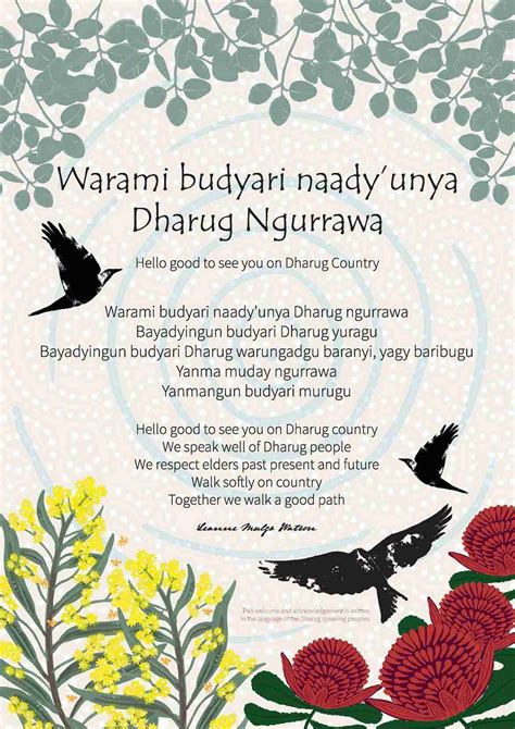A3 Acknowledgement Of Country Poster Nature Darug Custodian
