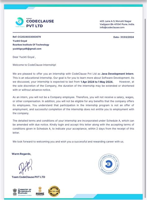 Hello Connections Im Glad To Share That I Am Selected As Java Intern