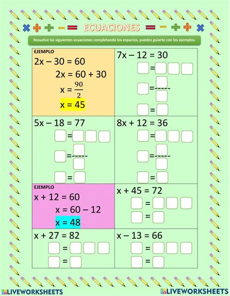 Ecuaciones Free Interactive Worksheets 7003961