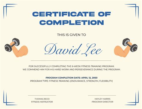 Personal Training Certificate Blank Fillable Online Personal Trainer