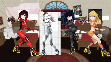 Ruby Weiss Blake And Yang Cosplaying Zero Suit Samus Created By