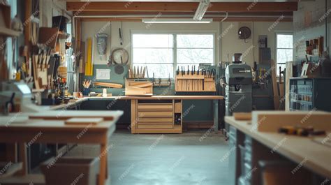 Inside School Woodshop Tools Workbench Premium Ai Generated Image