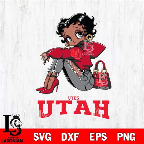 Utah Utes Betty Boop Black Fan Girl Lasoniansvg