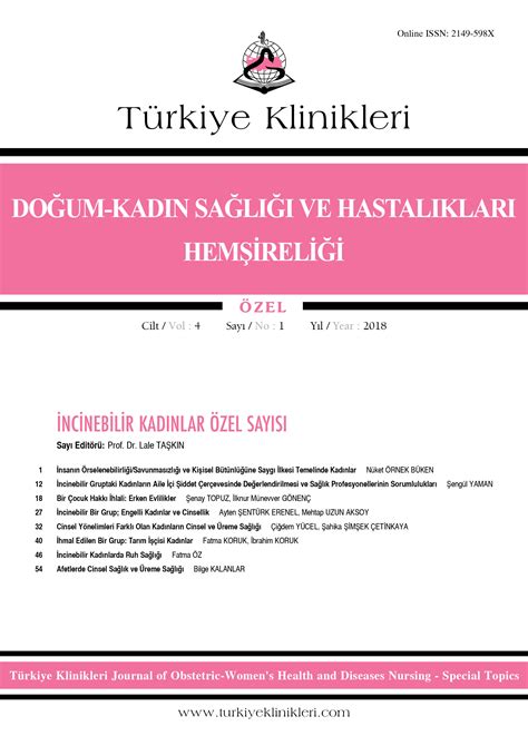Türkiye Klinikleri Doğum Kadın Sağlığı Ve Hastalıkları Hemşireliği Özel Konular Yayın Arşivi