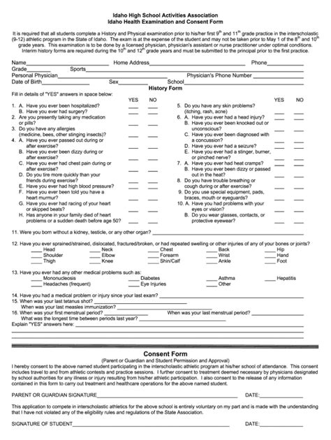 Physical Form For School Fill Online Printable Fillable Blank