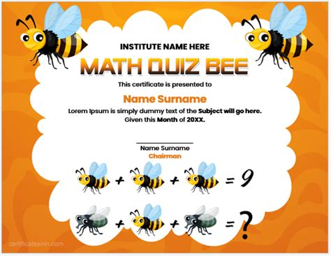 Bee Certificate Template