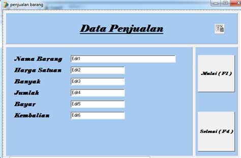 Pemrograman Contoh Program Penjualan Menggunakan Delphi7