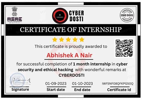 Cybersecurity Ethicalhacking Internship Cyberdosti Infosec Learningj Abhishek A Nair