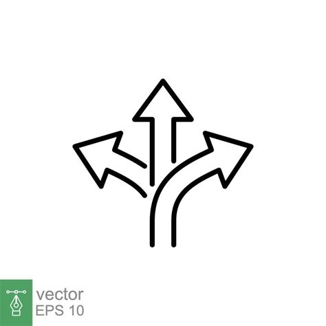 3 Arrow Way Icon Simple Outline Style Choice Option Pathway
