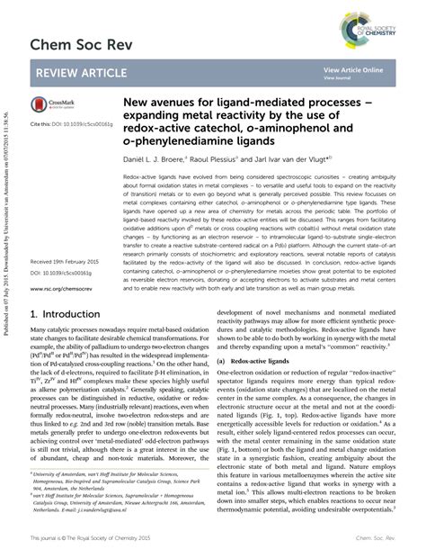 Pdf New Avenues For Ligand Mediated Processes Expanding Metal