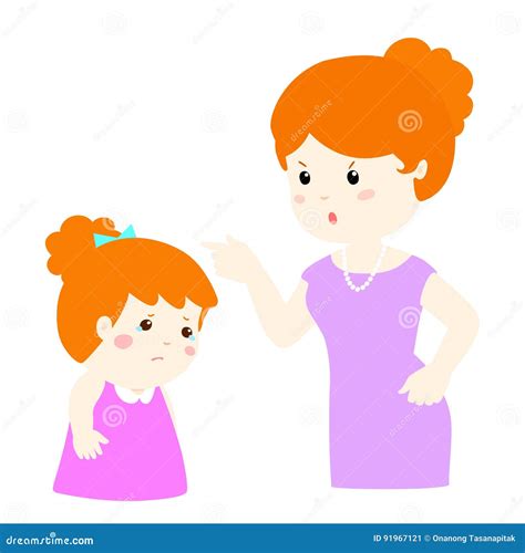 Mother Scolds Her Daughter Cartoon Character Stock Vector