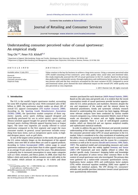 Pdf Understanding Consumer Perceived Value Of Casual Sportswear An