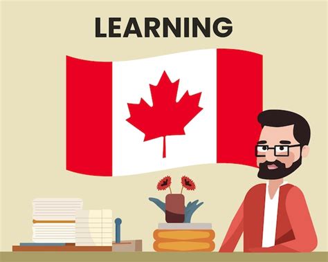 Canada Flag With A Male Teacher Learning Or Teaching Canada Language